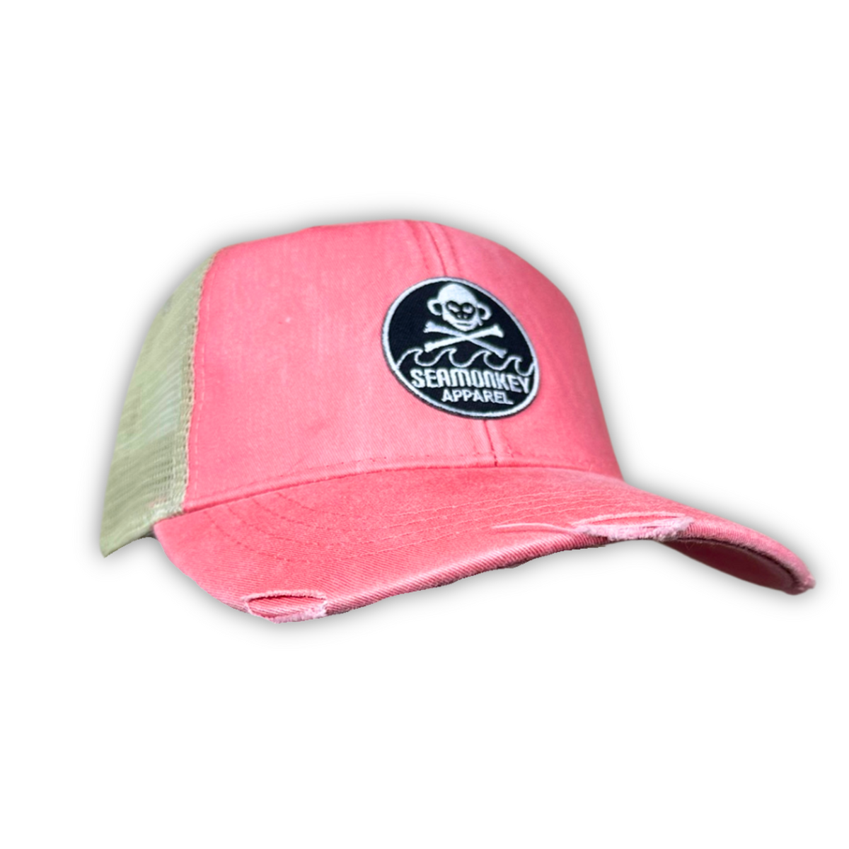 Coral Distressed Trucker Hat – SeaMonkey Apparel